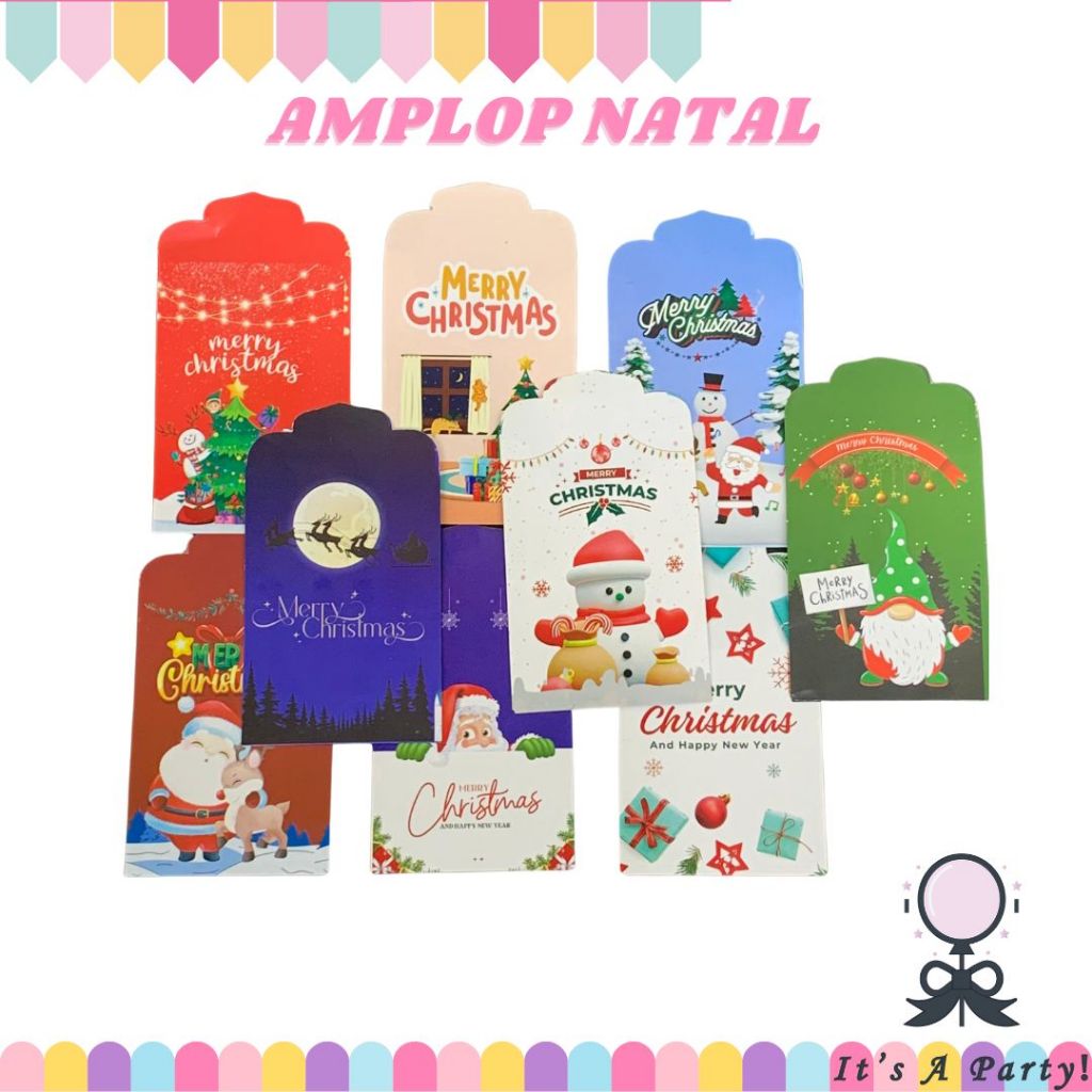 Jual Amplop natal per warna isi 10 pcs angpao natal amplop | Shopee ...