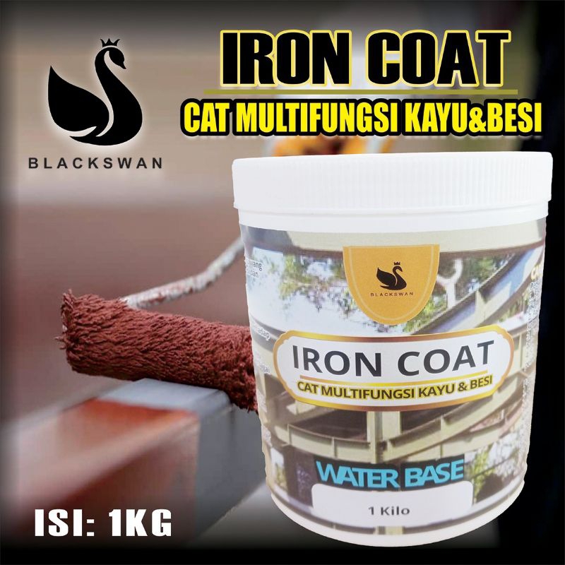 Jual CAT MULTI FUNGSI IRON COAT 1KG WATER BASE ( BLACK SWAN ) BESI KAYU ...