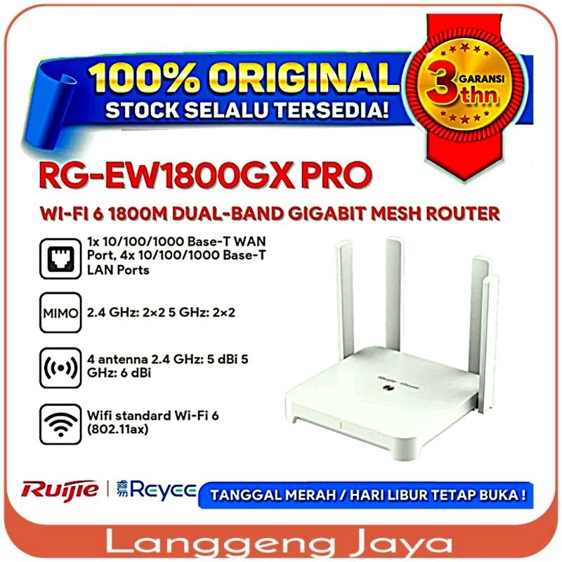 Jual Ruijie reyee RG-EW1800GX PRO wifi(6) AX 1800 dual-band gigabit ...