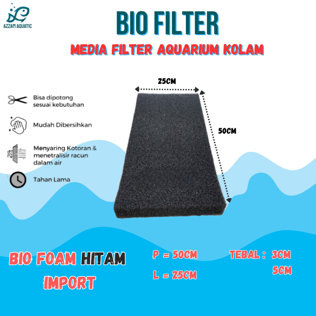 Jual Biofoam bio foam hitam filter busa hitam filter aquarium kolam uk ...