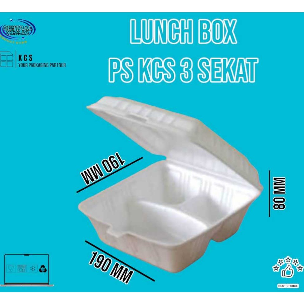 Jual Harga Puas STYROFOAM 3 SKAT BENTUK BENTO LUNCH BOX KCS 3 SEKAT isi ...