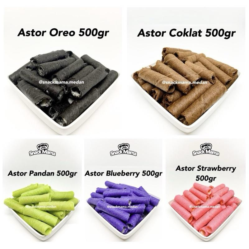 Jual [500GR] ASTOR ROLL OREO / COKLAT / PANDAN / BLUEBERRY / STRAWBERRY ...