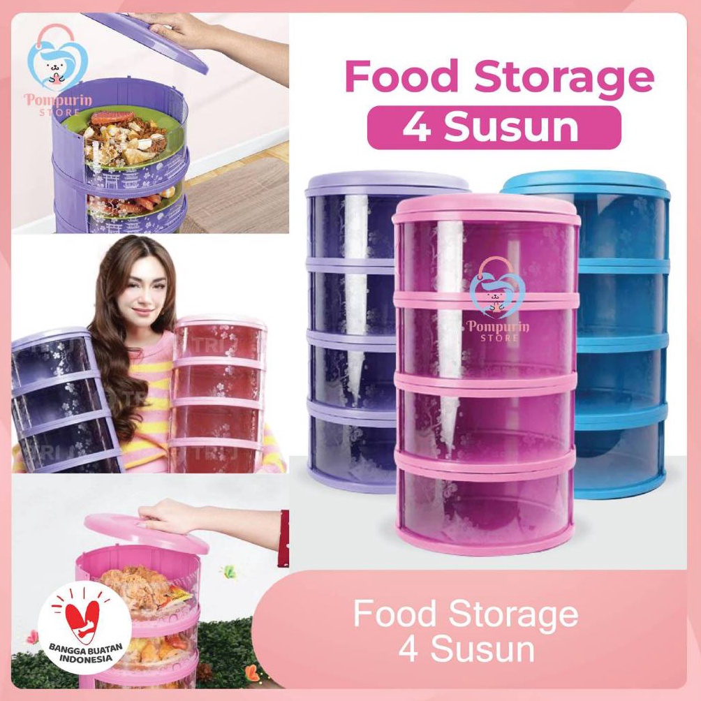 Jual Pesan Saja Food Storage 4 Susun Tudung Saji Susun 4 Layer | Shopee ...