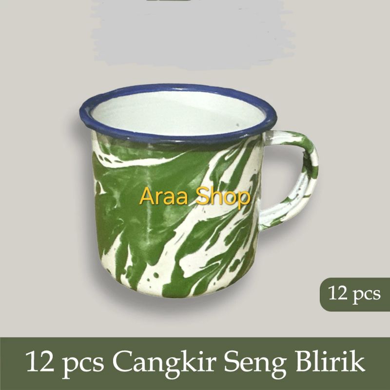 Jual TB ESSENTIALS 12pcs Cangkir Enamel Blirik Hijau 7cm 1 Lusin 1Lusin ...