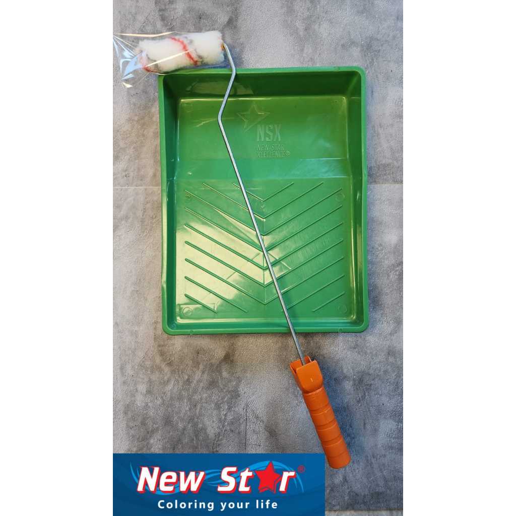 Jual Paket Bak Cat Miring + Kuas Roll Rol 4" inch. Peralatan Cat ...