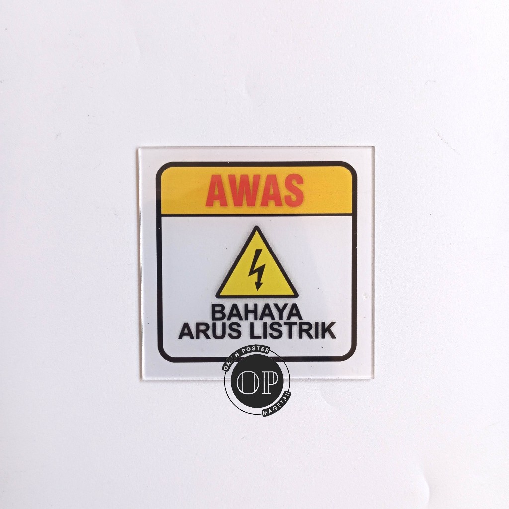 Jual Akrilik Awas Bahaya Arus Listrik - Listrik Tegangan Tinggi - Hati-Hati Arus Listrik ...
