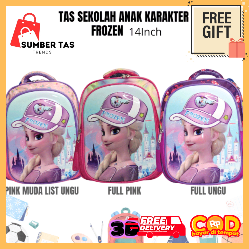 Jual Tas Sekolah 3D FROZEN Tas Ransel Anak Perempuan Sekolah TK SD Backpack Karakter ELSA Timbul ...