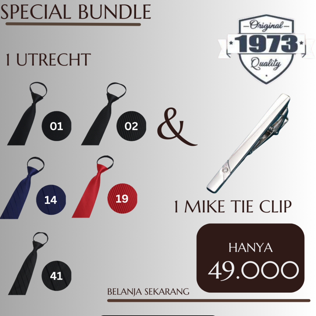 Jual HARGA SPECIAL - UTRECHT DASI INSTANT + MIKE TIE CLIP PENJEPIT DASI ...