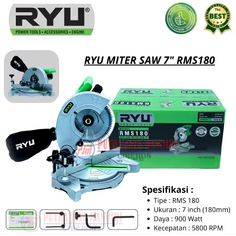 Jual Ryu RMS 180 Mitre Saw / Mesin Pemotong Kayu / Mitter Saw Alumunium ...