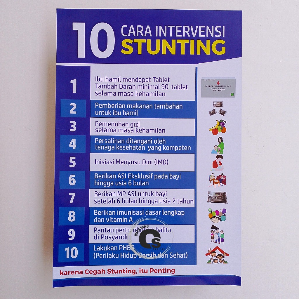 Jual Poster 10 Cara Intervensi Stunting - Poster Cegah Stunting - Gizi ...