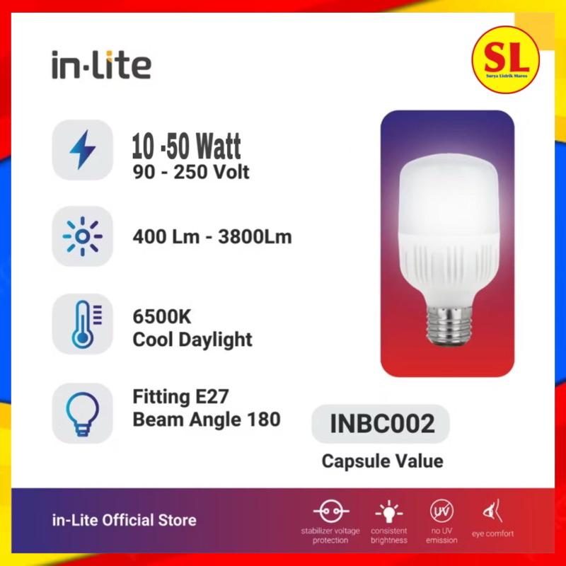 Jual INLITE LAMPU KAPSUL LED 50 WATT INBC002 PUTIH | Shopee Indonesia