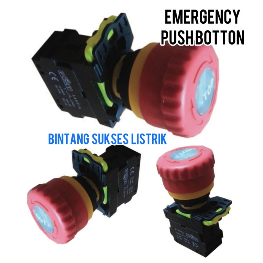 Jual ORIGINAL Emergency Push Button Push Lock Lampu LED LA115-A5-01ZFD 1NC Emergenci Pus Boton ...