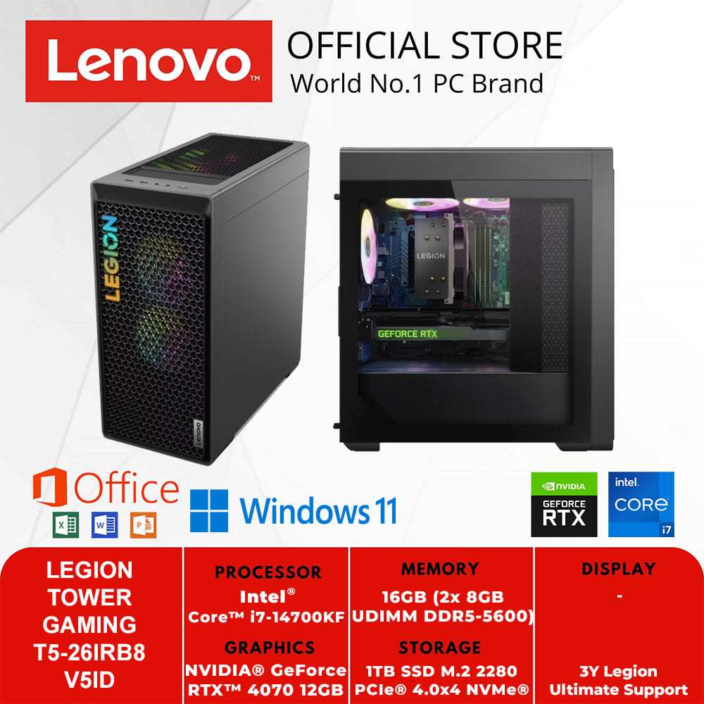 Jual LENOVO PC DESKTOP LEGION TOWER GAMING T5-26IRB8 V5ID CORE i7 ...