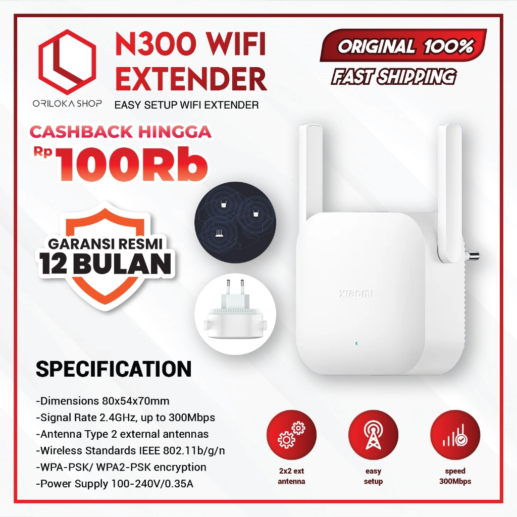 Jual Xiaomi Mi WiFi Range Extender Repeater N300 - Penguat Sinya ...