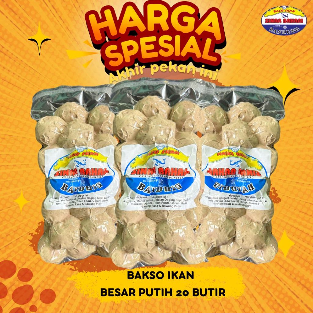 Jual BAKSO IKAN SINAR BAHARI - BESAR PUTIH 20 BUTIR - DENGAN DAGING ...