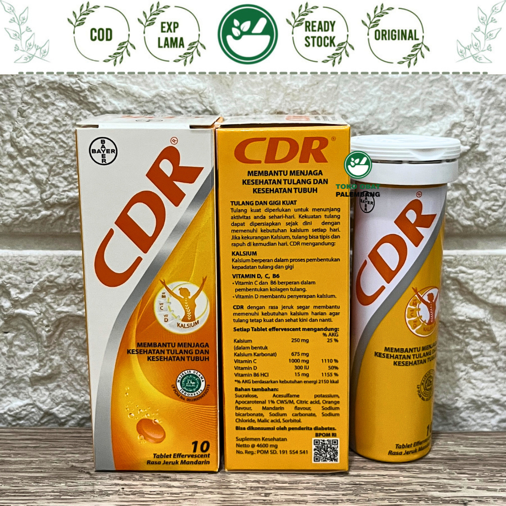 Jual CDR 10 TABLET CALCIUM D BAYER RASA JERUK KALSIUM VITAMIN C D B ...