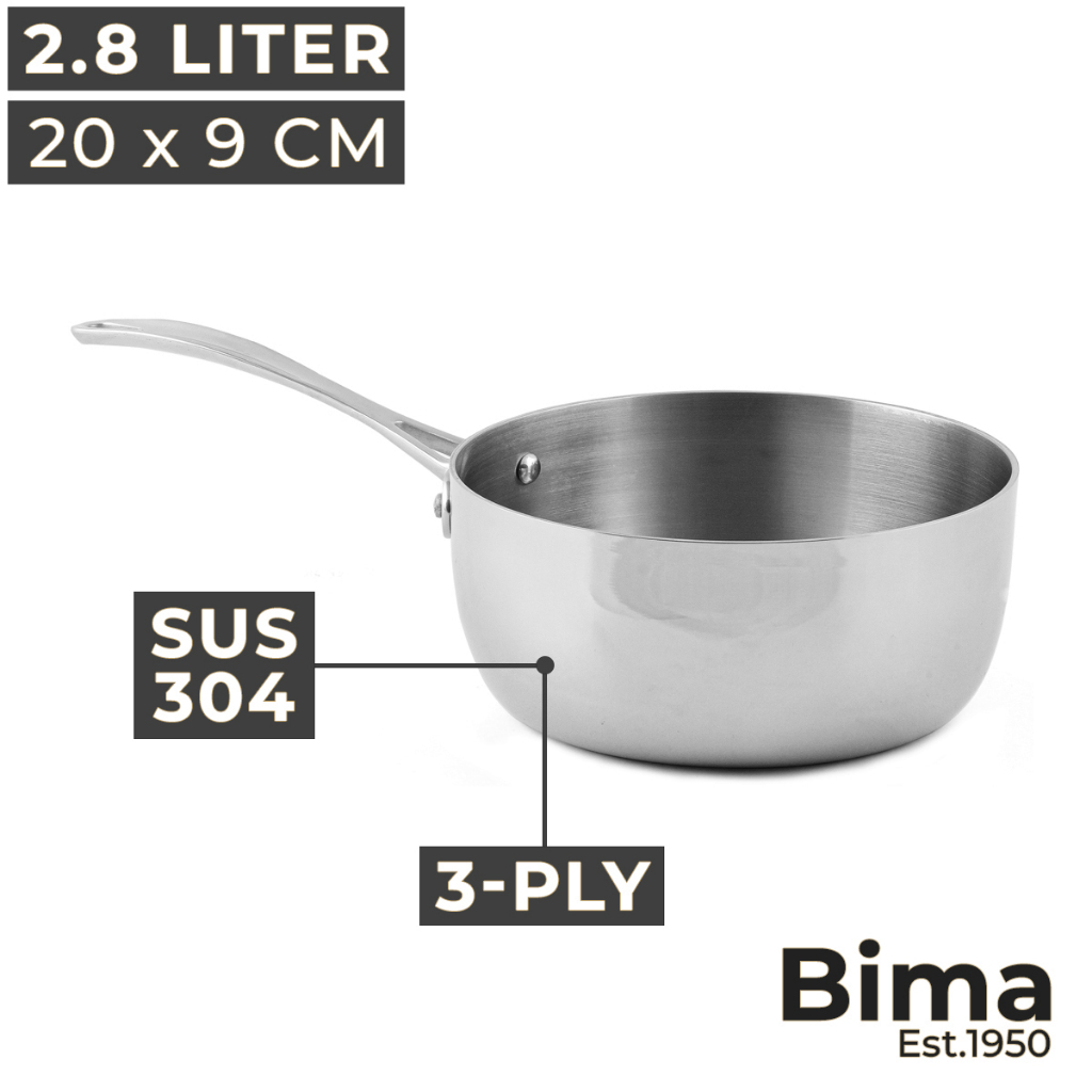 Jual BIMA Sauce Pan Stainless Steel SUS 304 20 CM Saucepan My Choice ...