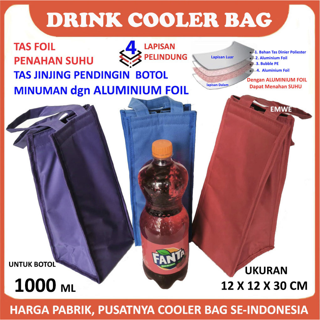 Jual BAG THERMAL PACKING BOTTLE HOT & COLD Drink Tas Foil Jinjing Botol ...