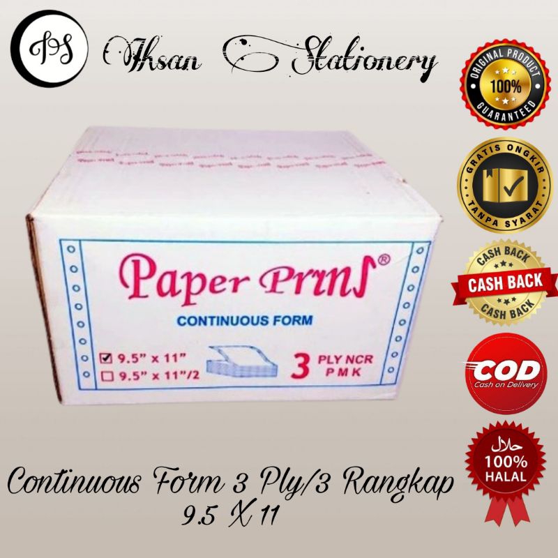 Jual Continuous Form 3 Ply 9,5 x 11 Full Paper Prins | Shopee Indonesia