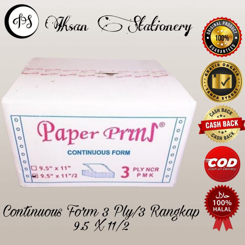 Jual Continuous Form 3 Ply 9,5 x 11/2 Paper Pryns | Shopee Indonesia
