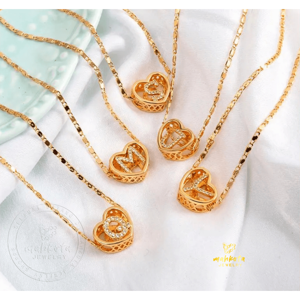 Jual K80 Kalung Titanium Premium Wanita Rantai Pecah Kopi Liontin Love ...