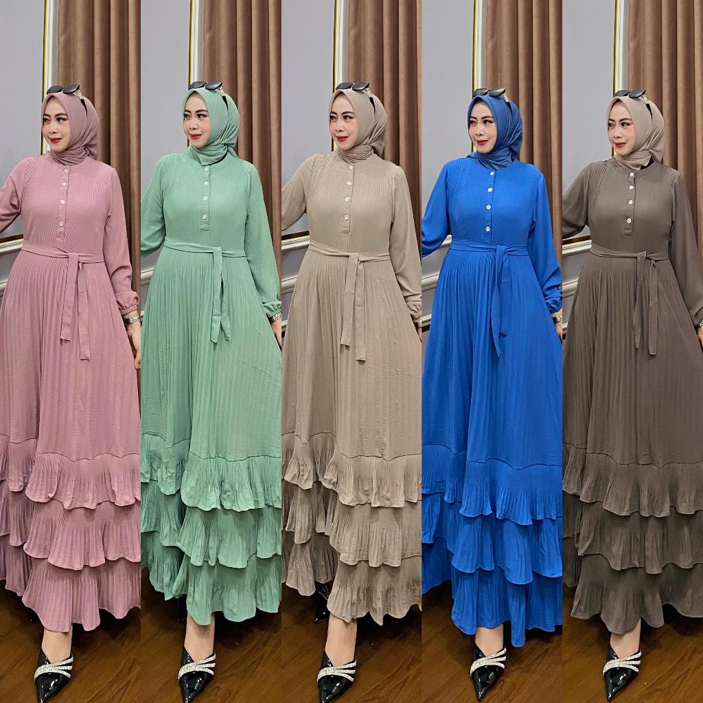 Jual Gamis Simpel Elegant Gamis Plisket 2025 Model Baru Fashion Muslim ...