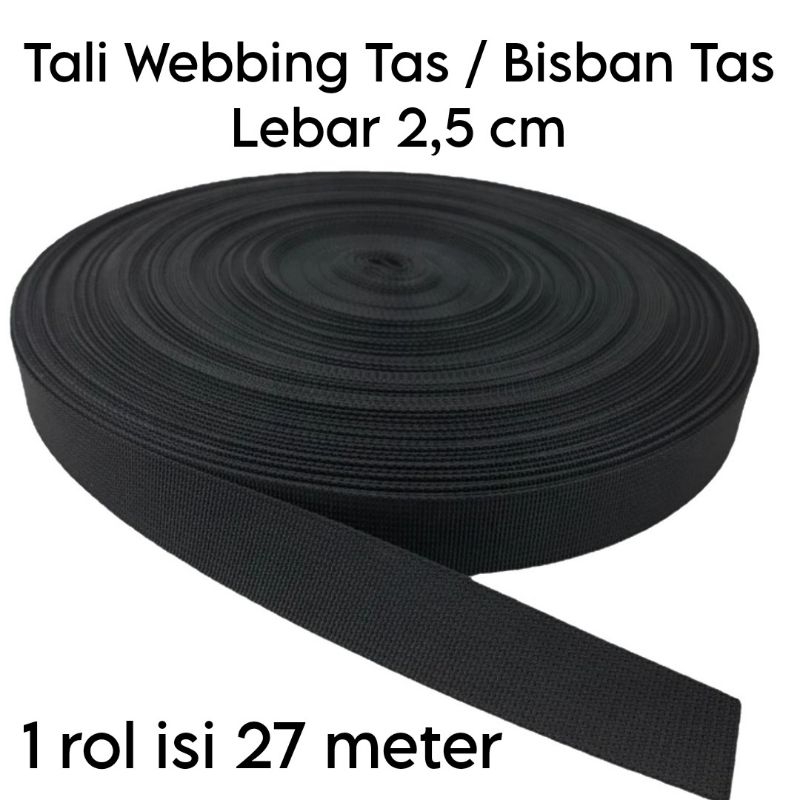 Jual Tali Bisban Tas Tali Webbing Tas Lebar 2,5 cm Hitam Per Rol ...
