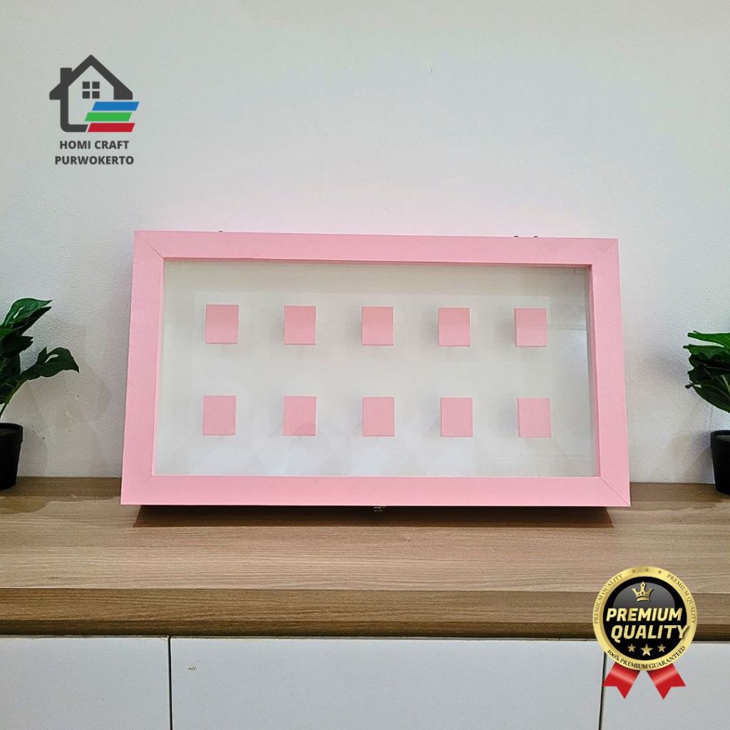 Jual PINK Frame Custom Medali isi 10 Kotak Penyimpanan Kayu Box Medali ...