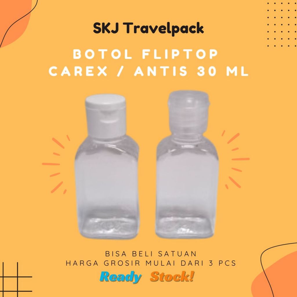 Jual (MIN. 10 PCS) Botol Fliptop Carex 30 ml - Botol Flip Top Plastik PET Tebal Model Carex ...
