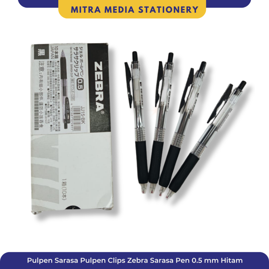 Jual Pulpen Sarasa Pulpen Clips Zebra Sarasa Pen 0.5 mm Hitam (PCS ...