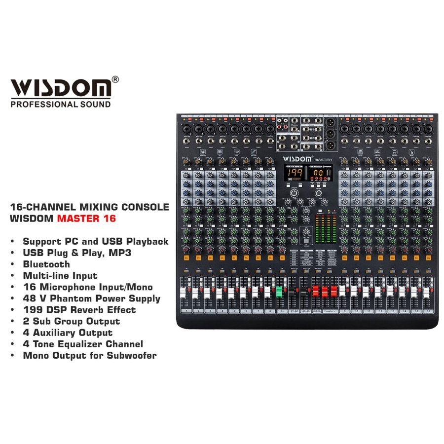 Jual Mixer Audio Wisdom Master 16 / Master16 dengan Bluetooth Dan Vocal Effect | Shopee Indonesia