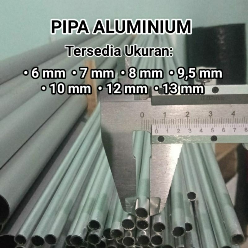 Jual PIPA ALUMINIUM 6mm/7mm/8mm/9,5mm/10mm/12mm/13mm panjang 50cm dan 1 meter | Shopee Indonesia