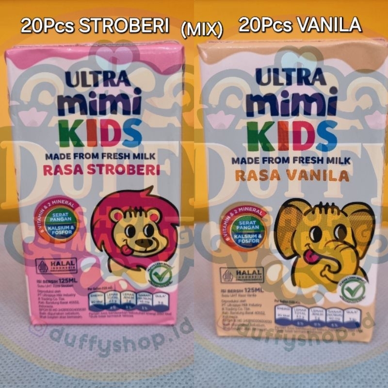 Jual SUSU ULTRA MIMI KIDS RASA STROBERI MIX VANILA 1 KARTON @125ML ...