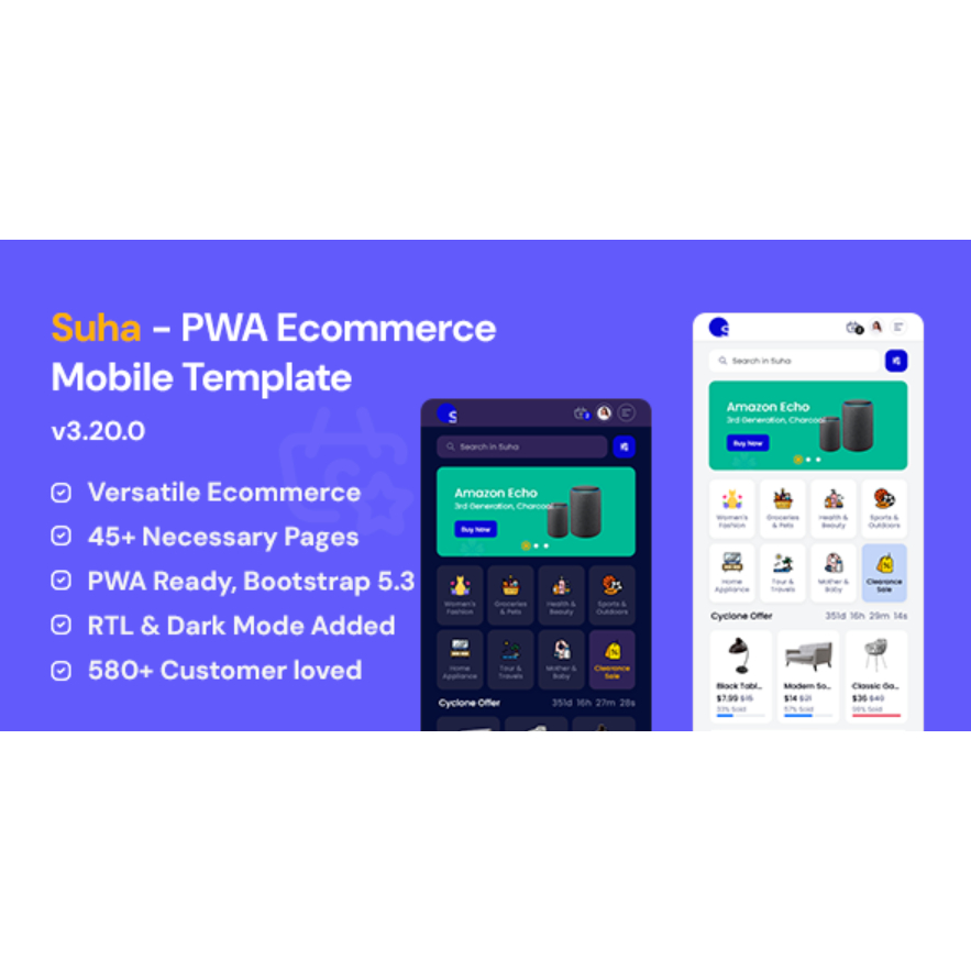 Jual Suha v3.2.0 - Multipurpose Ecommerce Mobile Apps PWA HTML Template | Shopee Indonesia