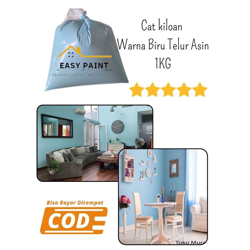 Jual Cat tembok kiloan warna biru telur asin Cat tembok kualitas super ...