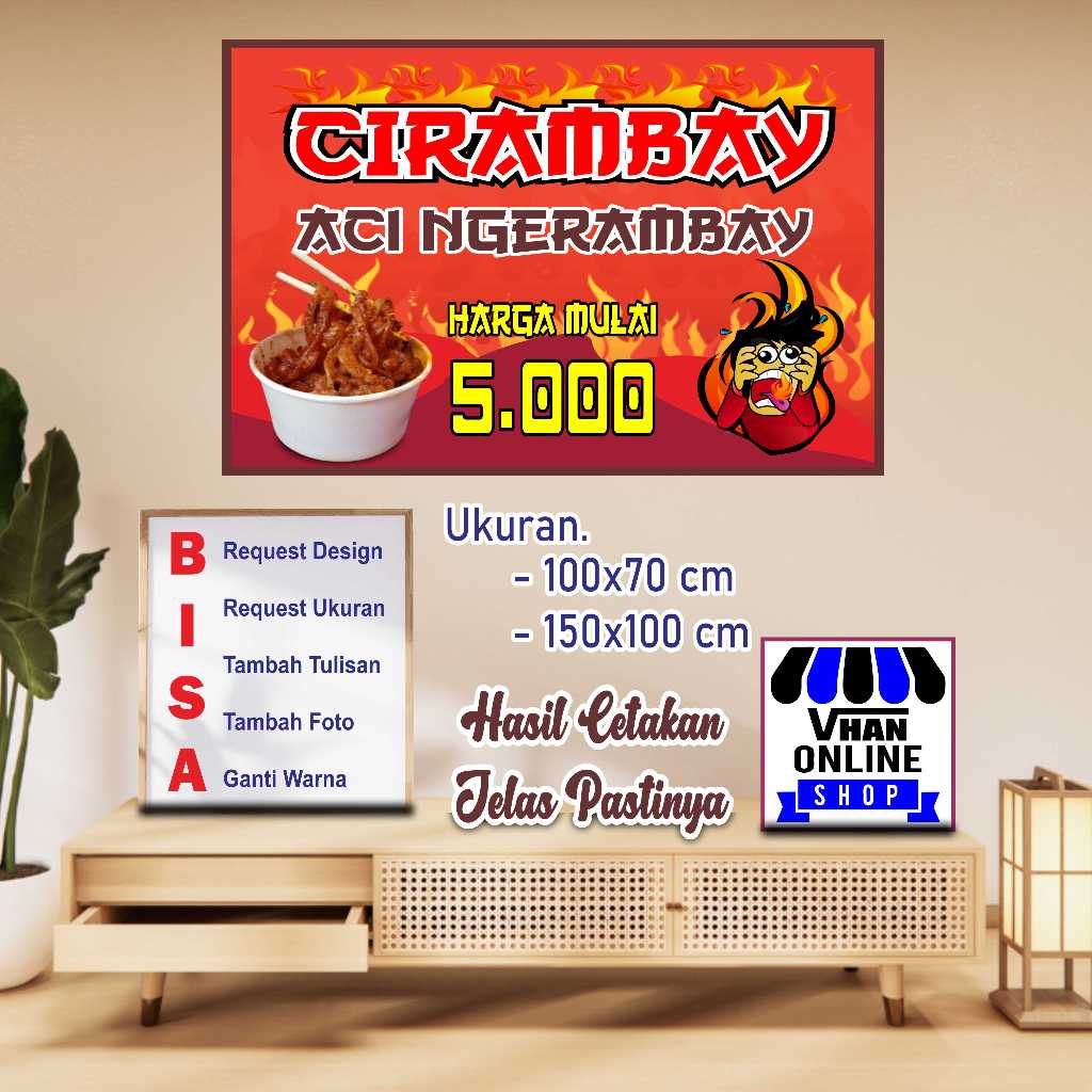 Jual Cetak Banner Spanduk Jualan Cirambay Atau Jajanan Viral | Shopee ...