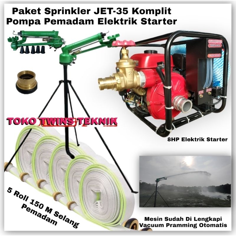 Jual Paket Sprinkler Jet-35 Selang 150M Mesin Pemadam Elektrik Starter ...