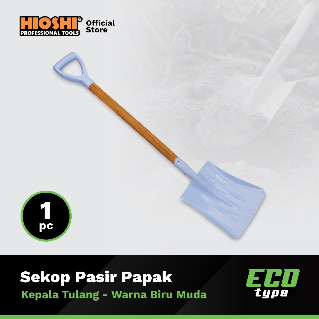 Jual HIOSHI /HST002B/Sekop/PAPAK/RATA/Pasir/Tanah/Baja/Gagang Kayu/Biru ...