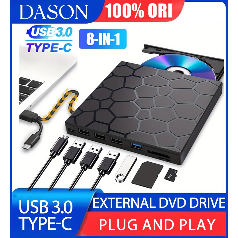 Jual Portabel External Optical Drive External DVD Drive for Laptop Dual ...