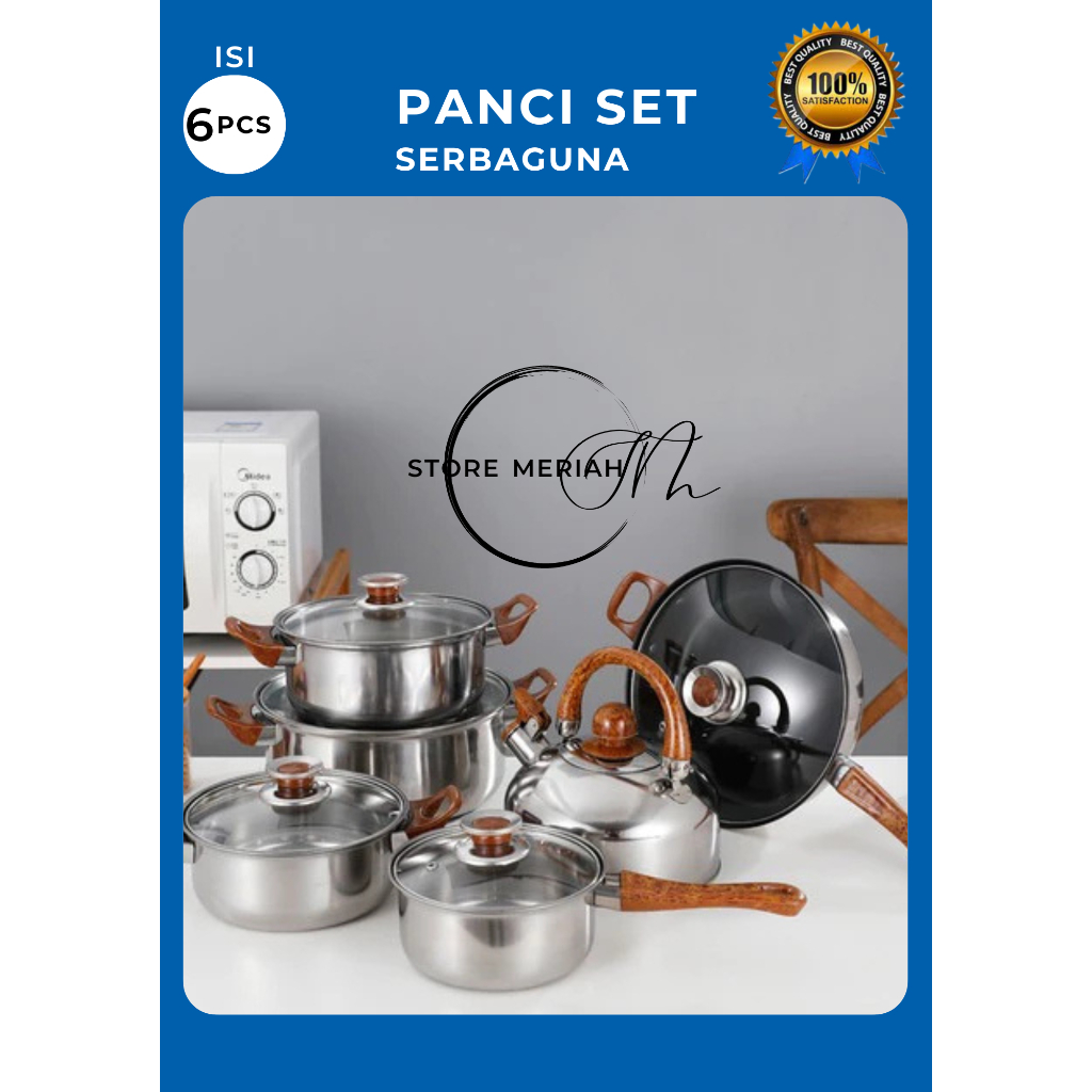Jual SM Panci Set Anti Lengket Panci Set Stainless Steel 12 Pcs Dengan ...