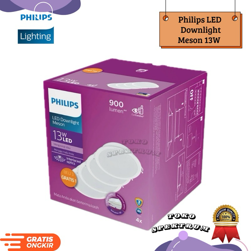 Jual Philips Lampu Downlight LED Meson Multipack 59464 D125 13W 65K Putih || 30K Kuning | Shopee ...