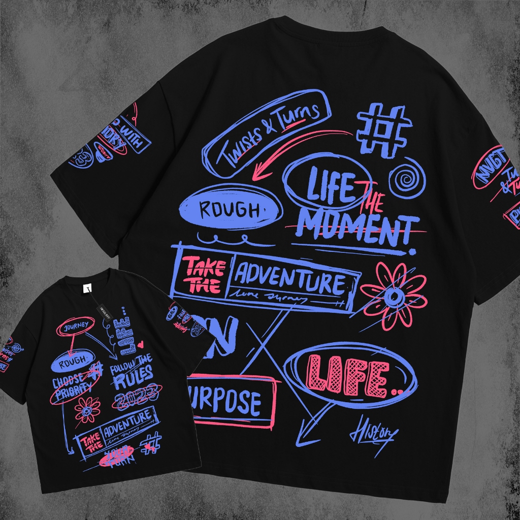 Jual KAOS BAJU TSHIRT OVERSIZE DOODLE LIFE THE MOMENT / PRIA WANITA ...
