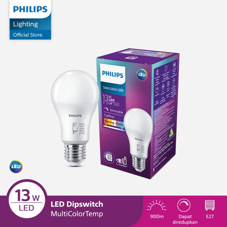 Jual Philips Lampu DipSwitch Bohlam LED 13W Lima Warna | Shopee Indonesia