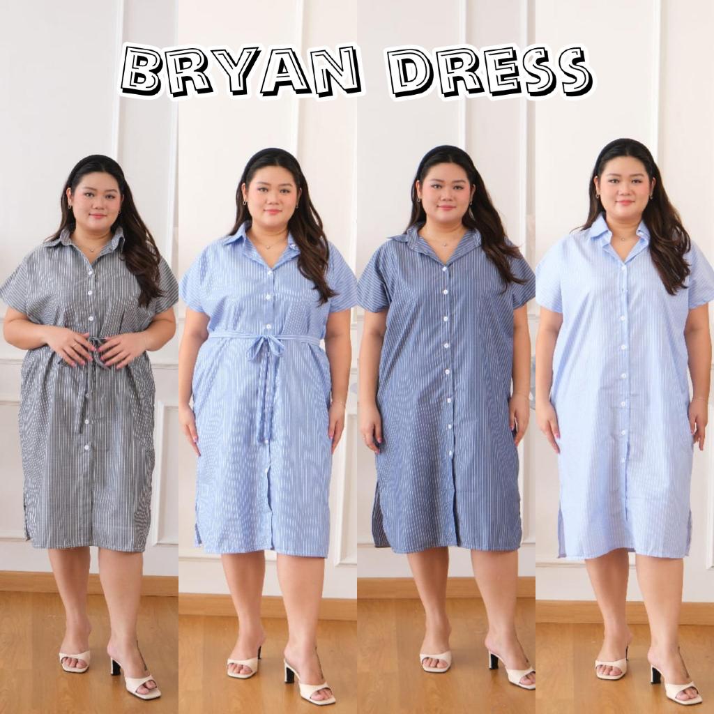 Jual BRYAN DRESS WANITA BIGSIZE MATERIAL KATUN SALUR FIT TO XXL BAJU MIDIDRESS JUMBO BIG SIZE ...