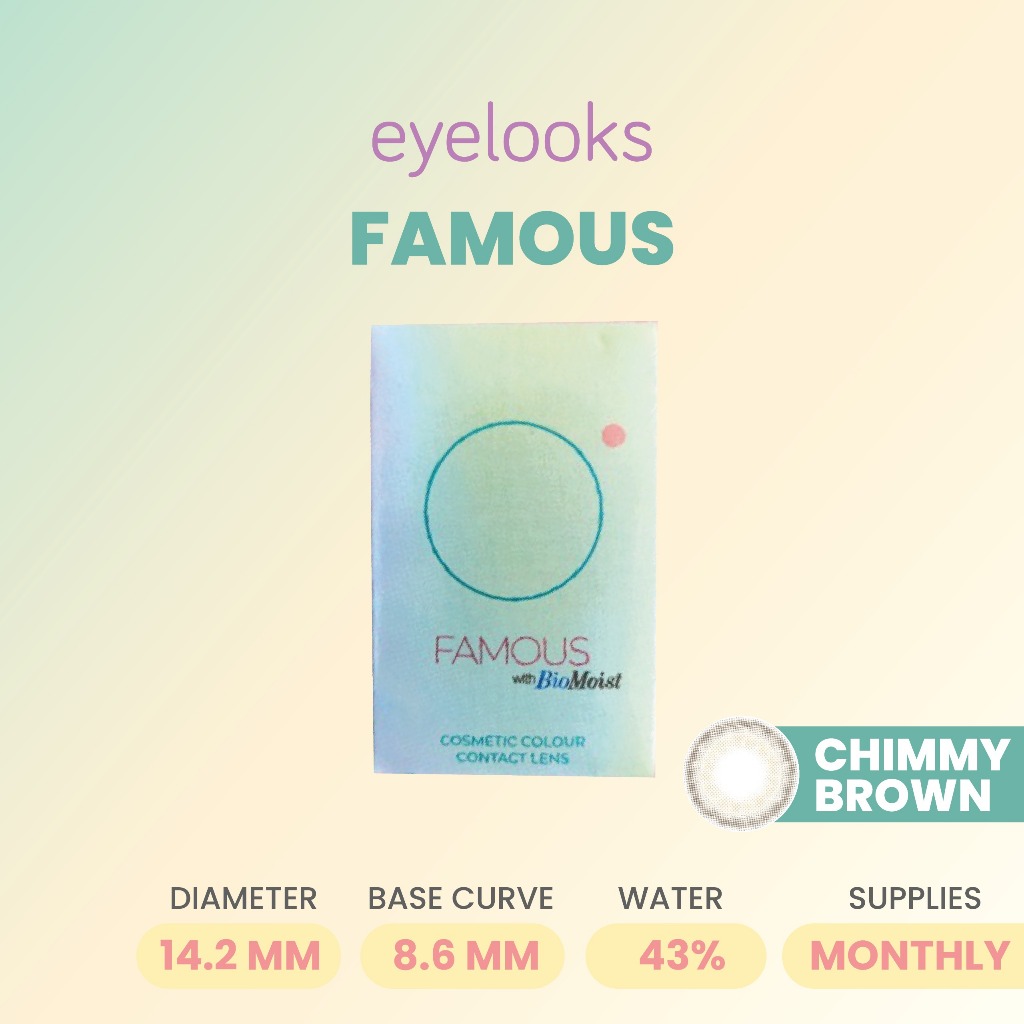 Jual EYELOOKS - FAMOUS CHIMMY BROWN WITH BIOMOIST SOFTLENS WARNA ...