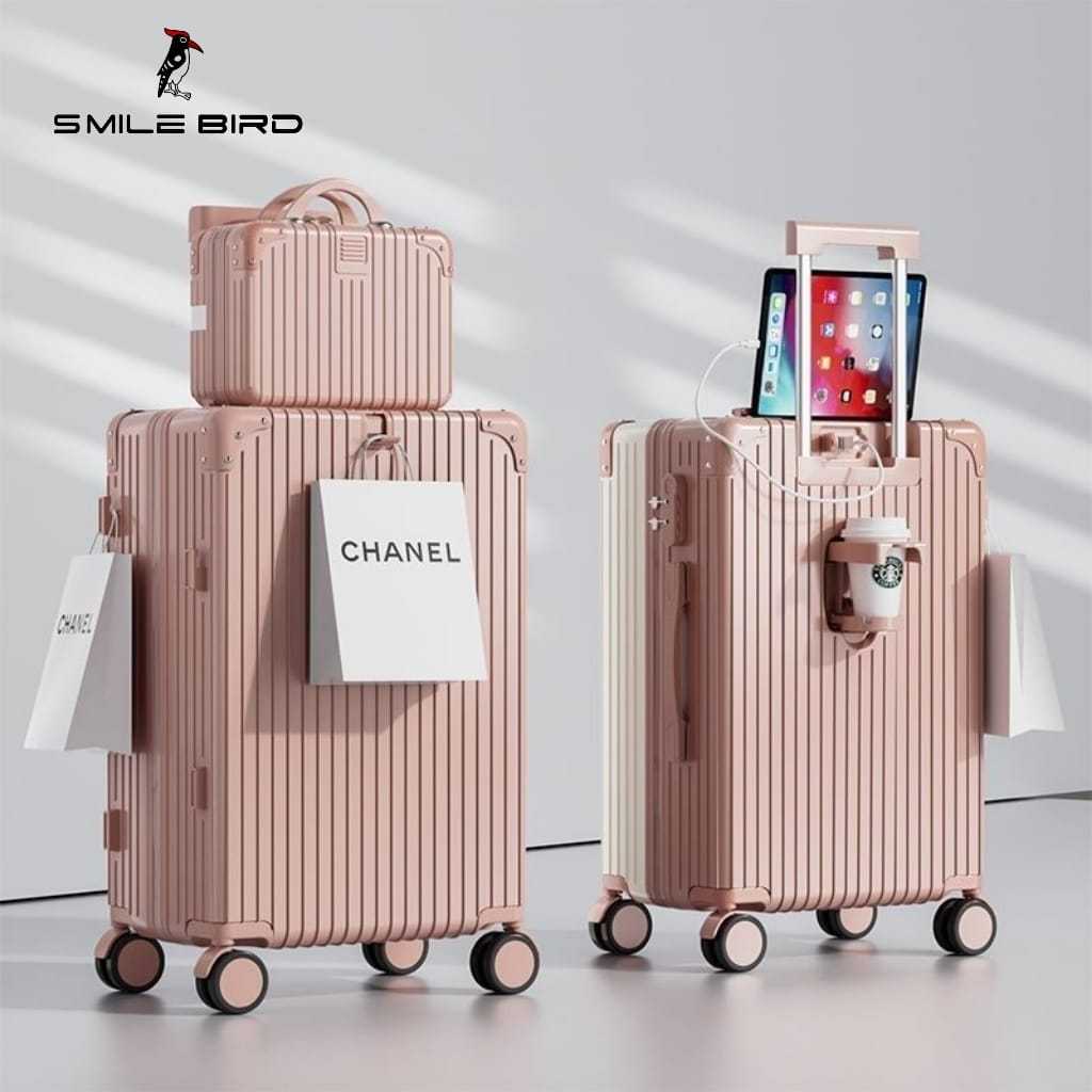 Jual Smile Bird Koper Troli 24 Inch Kapasitas Besar Koper Tempat Gelas ...