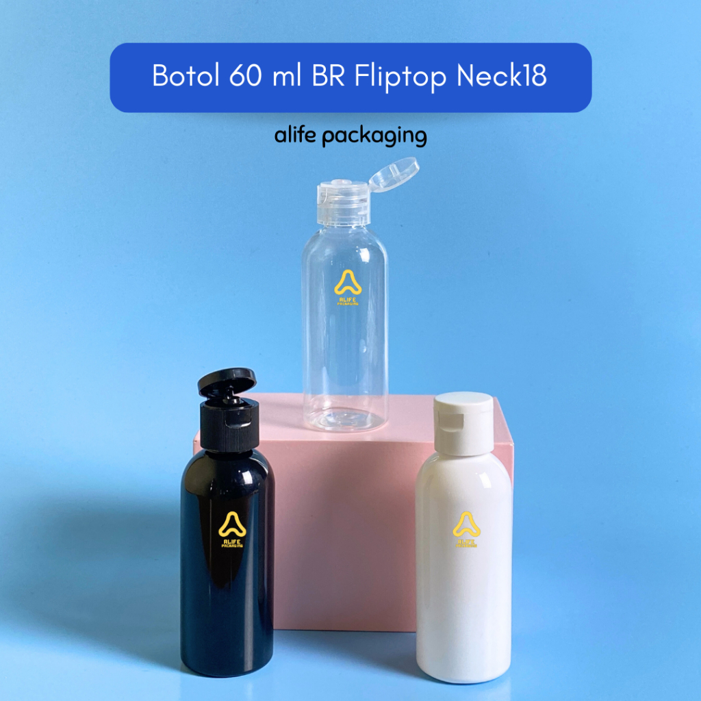 Jual Botol Fliptop 60 ml | Botol Fliptop Neck18 60 ml | Botol PET 60 ml - BR | Shopee Indonesia