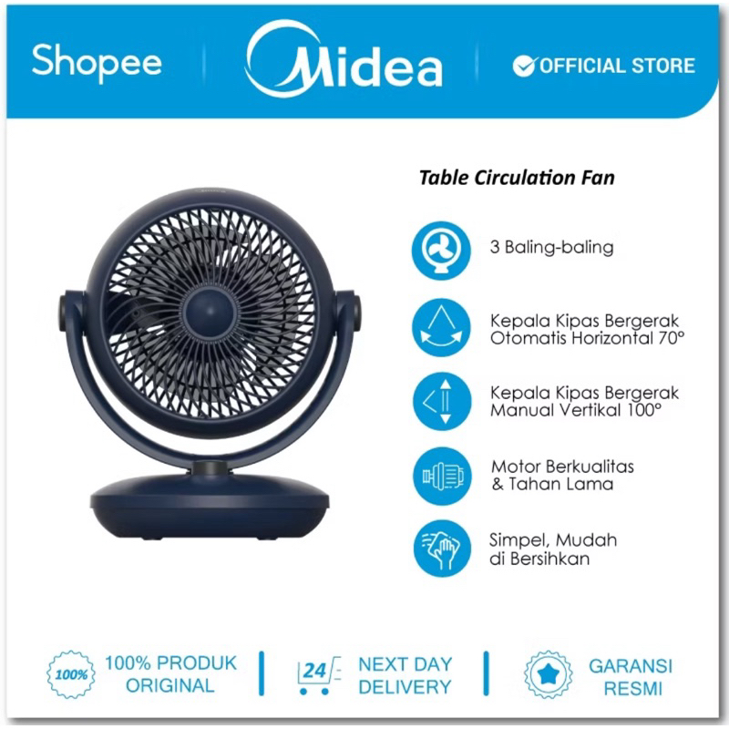 Jual Midea Kipas Meja / Table Circulation Fan MFG150M0APB - Mini Size ...