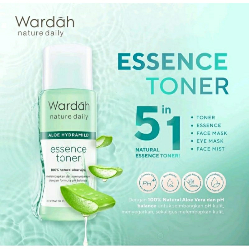 Jual Wardah Toner Essence Nature Daily Aloe Hydramild 100ml 4in1 ...