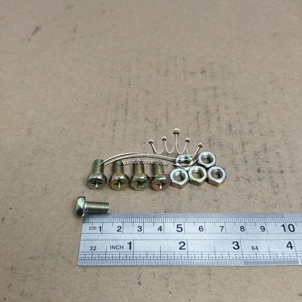 Jual BAUT DWI FUNGSI M6 X 12 BAUD MUR AKI M6X12 KUNCI 10 PANJANG 1,2CM 1,2 CM 12MM MM OBENG PLUS ...